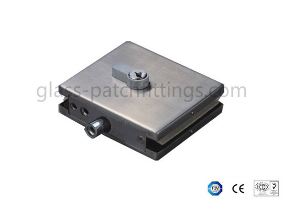 Square Shape Glass Door Floor Lock , Stainless Steel Patch Fittings 98×83×28mm Size