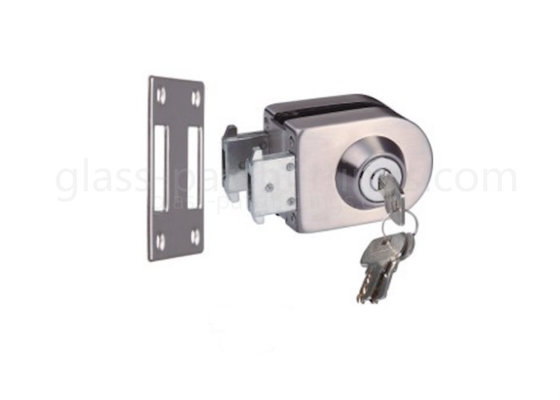 Sliding Sturdy Glass Door Lock Chrome Polished Finish Brass Cylinder Material