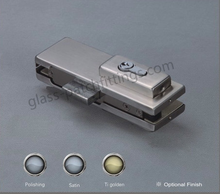 Single Throw Frameless Glass Door Hardware , Corner Patch Lock With Strike Plate