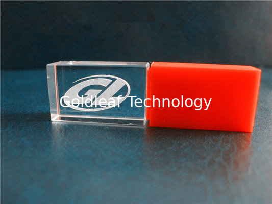 Transparent crystal USB flash drive flash disk with red white plastic