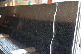 Indoor Black Galaxy Granite Stone Slabs Surface Polished Design