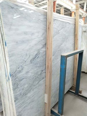 Striped Synthetic Marble Stone Slab , Solid Marble Slab With Blue Flower