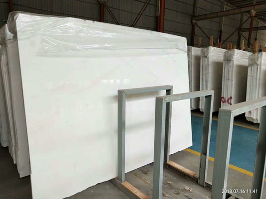 White Polished Marble Floor Tiles No Radiation CE Certification