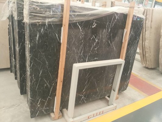 24X12 Black Marquina Marble Stone With Honed Surface OEM Service
