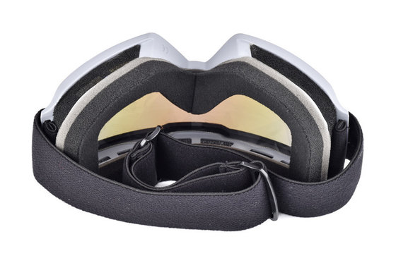 Good fucntion REVO red coating lens ski goggles for cloudy conditions, frame snow goggles with customized strap logo