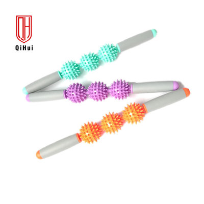 Spiky Body Back Massage Roller Stick , Sports Roller Stick 200g / 280g Weight