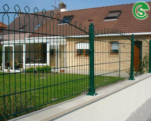 8ft decorative green vinyl coated double wire mesh fence for bouday wall