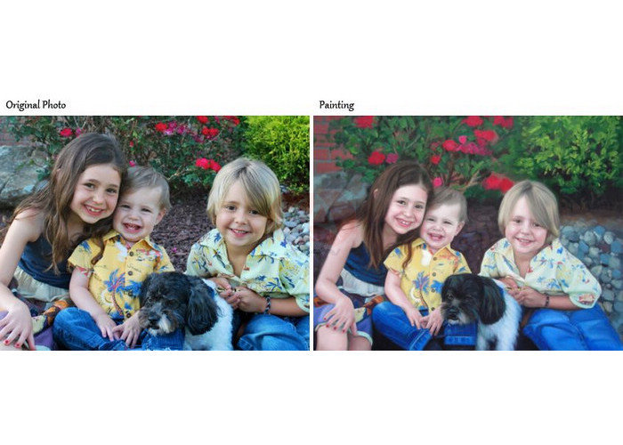Customizable Artworks Living Room Decor Family portrait oil painting from photo