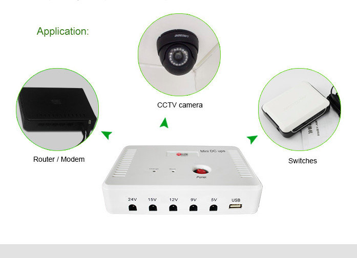 5V 9V 24V 24W Backup Uninterrupted Power Supply , Short Circuit Protection Function