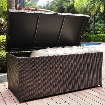 high capacity wicker woven storage furniture patio rattan box