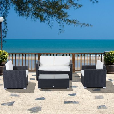 Synthetic PE Rattan With Waterproof Fabric Sofa Sets Garden Patio Furniture