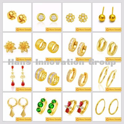 fashion 24K dubai golden jewelry, latest design heart shaped clip-on earrings supplier