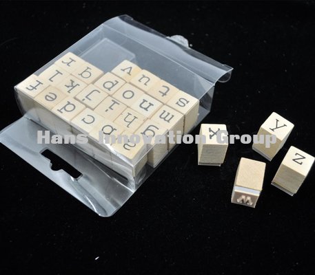 Alphabet wooden stamp set custom rubber kids toy stamp wholesale supplier