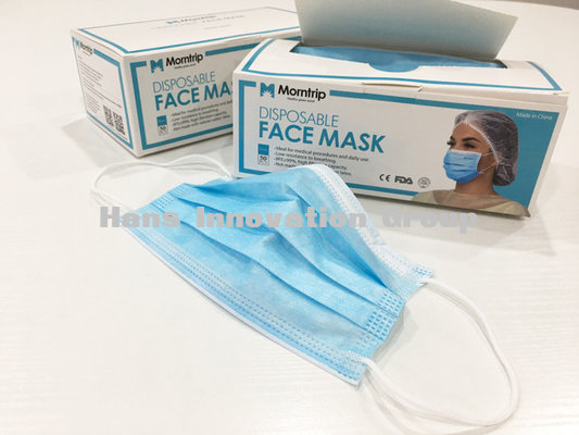 Blue Earloop Pleated 3 Ply Medical Procedure Disposable Surgical Mask supplier