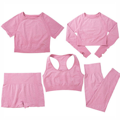 Seamless Yoga Wear Suit Fitness Top Ladies Long Sleeve Sports High Waist pants Tight Hip Lift gym women's pants trousers