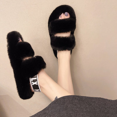 Hot sale Women fluffy Slippers Ladies Cute Plush Sandals ladies Fur Slippers Winter Warm flat sole house shoes