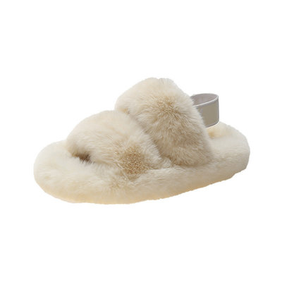 Hot sale Women fluffy Slippers Ladies Cute Plush Sandals ladies Fur Slippers Winter Warm flat sole house shoes