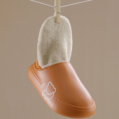 new Winter Couples Ladies House shoes With Non-Slip women Waterproof Upper  Plush Lining  Slippers eva rubber sole