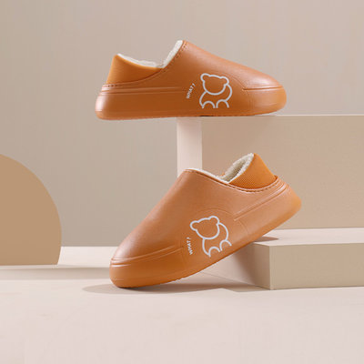 new Winter Couples Ladies House shoes With Non-Slip women Waterproof Upper  Plush Lining  Slippers eva rubber sole