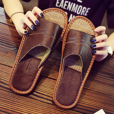 Breathable Waterproof  Men Cozy Slippers Indoor Linen Summer Non Slip