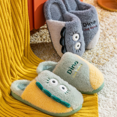 Hot selling cute cartoon factory price bedroom slippers closed toe warm soft plush Winter women home indoor shoes