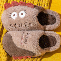 Hot selling cute cartoon factory price bedroom slippers closed toe warm soft plush Winter women home indoor shoes