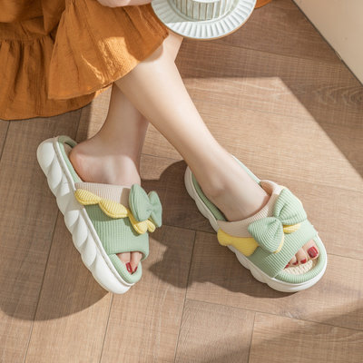 Spring linen slippers women non-slip indoor home sweat-absorbing thick bottom cheap bedroom shoes custom slippers with logo