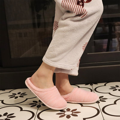 Women Winter house Indoor Slippers soft Plush Single jersey Slippers Non-slip Floor Shoes ladies Bedroom Home Slippers