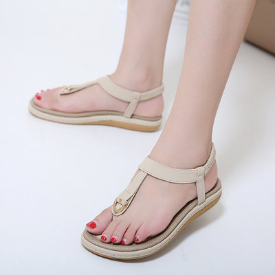 Summer 2022 new sandals women non-slip slippers metal buckle large size flat outdoor shoes wholesale flip flops