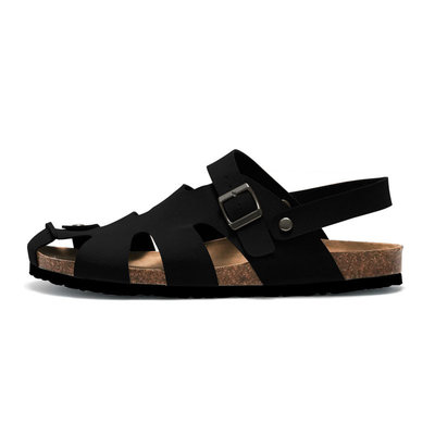 Open Toe Men Casual Footwear Flat  Breathable Hard Wearing Solid Color
