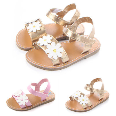 Wholesale summer new PU small flower sandals non-slip baby shoes flat slippers for kids with high quality