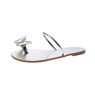 New Fashion Customized colorful Bowknot Women Sandals Flat Slippers Butterfly Design Lady Flip Flops Beach Shoes