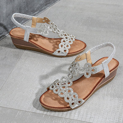 High-heeled Slippers with rhinestones Wedge sandals new hot sale Bohemian Style fashion outdoor Women shoes