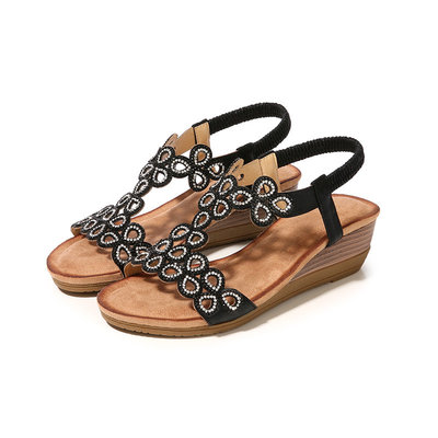 High-heeled Slippers with rhinestones Wedge sandals new hot sale Bohemian Style fashion outdoor Women shoes