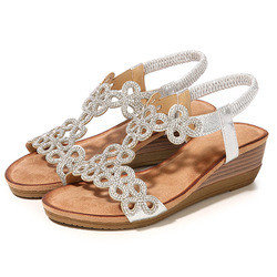 High-heeled Slippers with rhinestones Wedge sandals new hot sale Bohemian Style fashion outdoor Women shoes