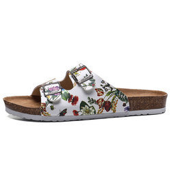 Wholesale summer fashion Floral light Breathable cork beach casual shoes women flat sandals cloud slides slippers