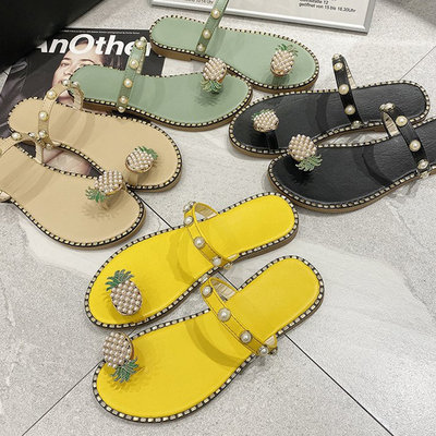 New design pearl decoration upper summer sandals women soft sole casual shoes non-slip flip-flops slippers