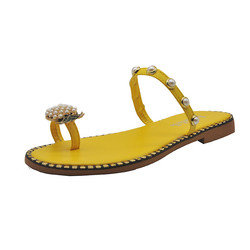New design pearl decoration upper summer sandals women soft sole casual shoes non-slip flip-flops slippers