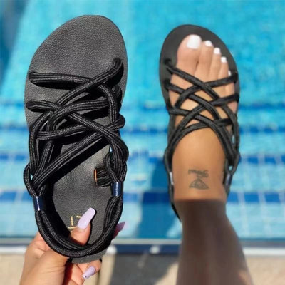 Factory price new 2022 summer flat sandals beach casual shoes non-slip slippers for women and ladies wholesale