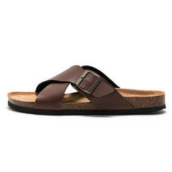 Non Slip Men Casual Footwear  Cross Strap Summer Solid Color Flat