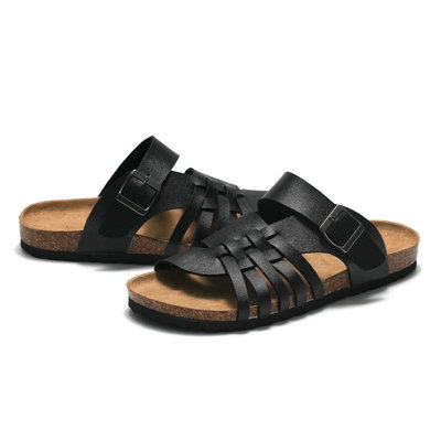 Men Cork Flat Casual Beach Shoes Soft Sole Non Slip Sandals