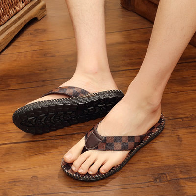 Hot sale soft Comfortable new Man sandal leather upper outdoor slide flat flip-flops fashion non-slip slippers 2022