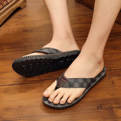 Hot sale soft Comfortable new Man sandal leather upper outdoor slide flat flip-flops fashion non-slip slippers 2022
