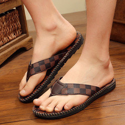 Hot sale soft Comfortable new Man sandal leather upper outdoor slide flat flip-flops fashion non-slip slippers 2022