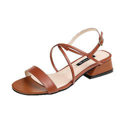 New Ladies Elegant cross strap casual shoe Wholesale women thick sole non-slip summer sandals in stock leather shoes