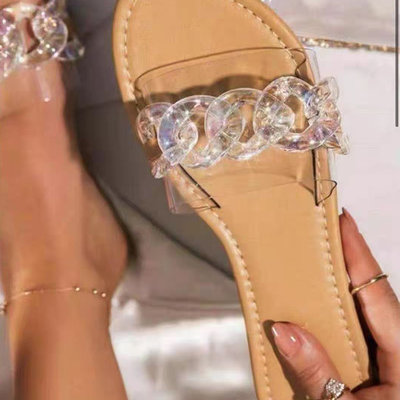 New design women casual beach shoes hot sale candy color buckle comfortable flat non-slip sandals and slippers