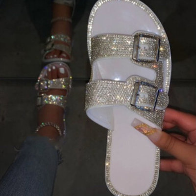 Summer women 2022 new popular fashion rhinestone vamp jelly beach sandals soft bottom large size slippers wholesale