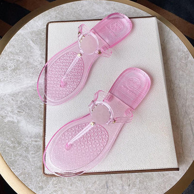Sandals 2022 Summer Fashion solid color jelly flip flops Anti-Slip flat slippers For women and ladies in stock