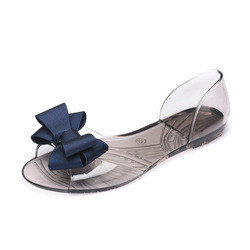 Best Selling Ladies New Bowknot flat Sandals Fashion trend Jelly Transparent non-slip slippers for women