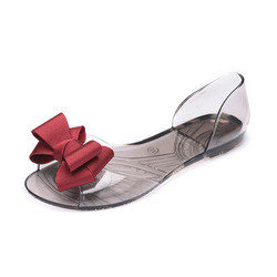 Best Selling Ladies New Bowknot flat Sandals Fashion trend Jelly Transparent non-slip slippers for women
